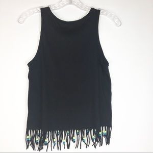 Justice | Shirts & Tops | Vintage Justice Love Beaded Muscle Fringe ...